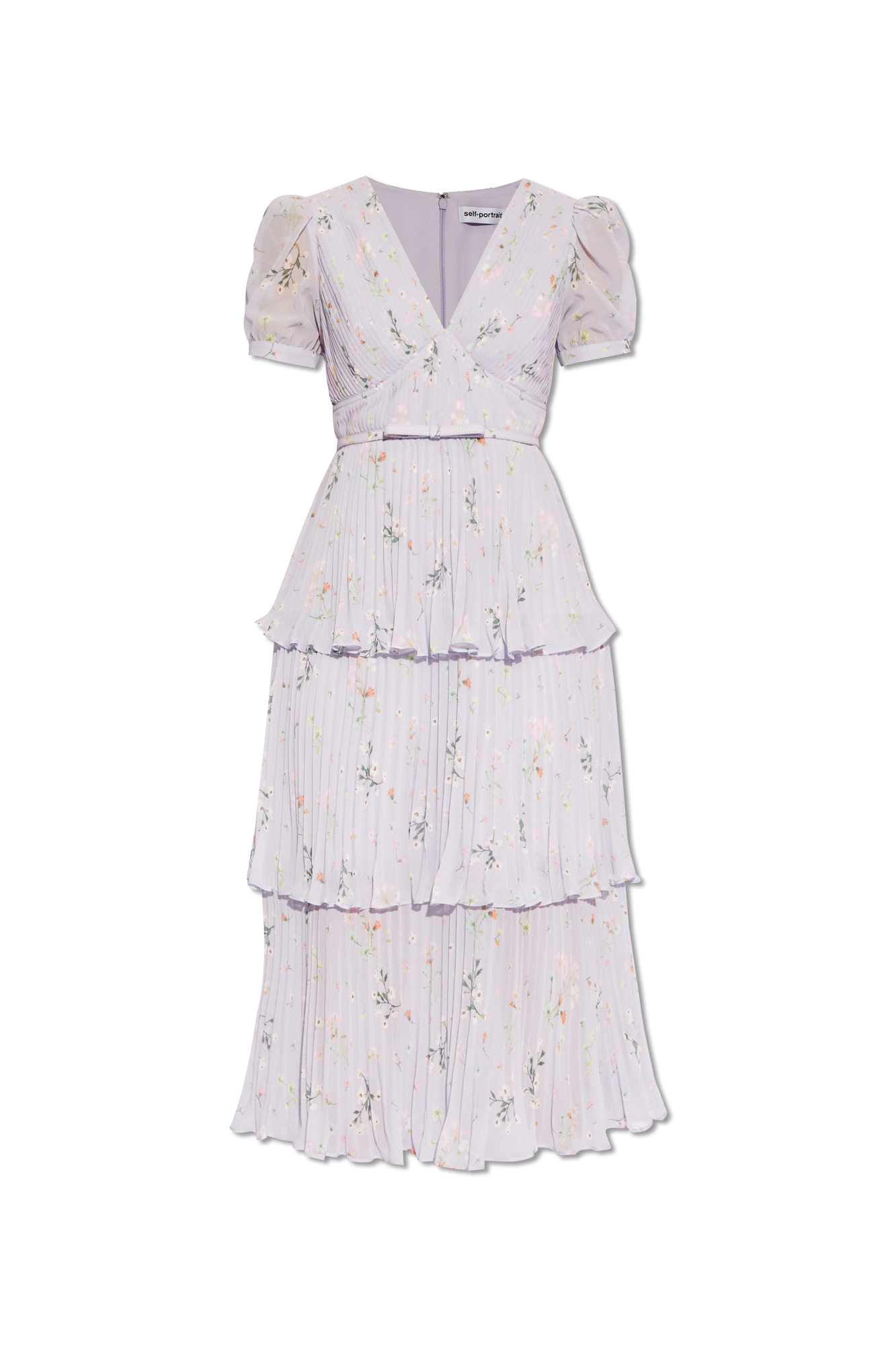 Purple Pleated Dress With Floral Motif Self Portrait Vitkac Gb